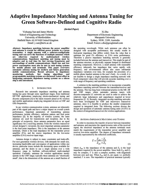 adaptive impedance matching and antenna tuning for green software
