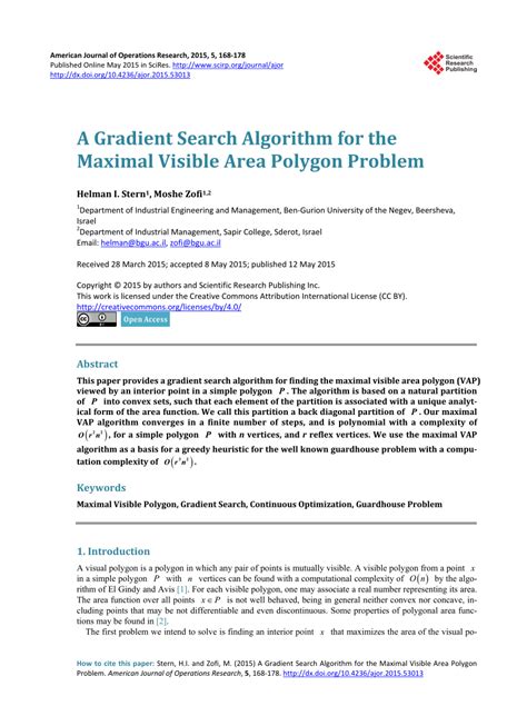 Pdf A Gradient Search Algorithm For The Maximal Visible Area Polygon