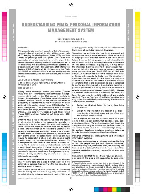 Pdf Understanding Pims Personal Information Management System