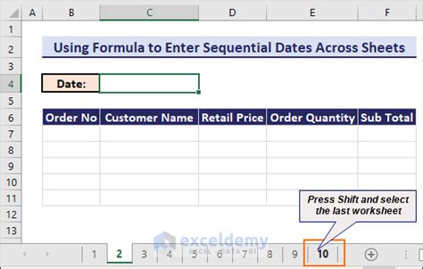 How To Enter Sequential Dates Across Multiple Sheets In Excel