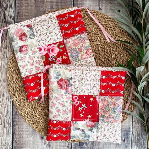 Red And Pink Floral Patchwork Bag Sewing Notion Bag Drawstring Bag Etsy