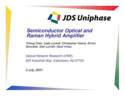 Pdf Semiconductor Optical And Raman Hybrid Amplifier