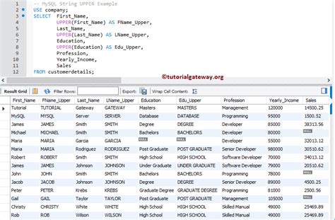 MySQL UPPER Function