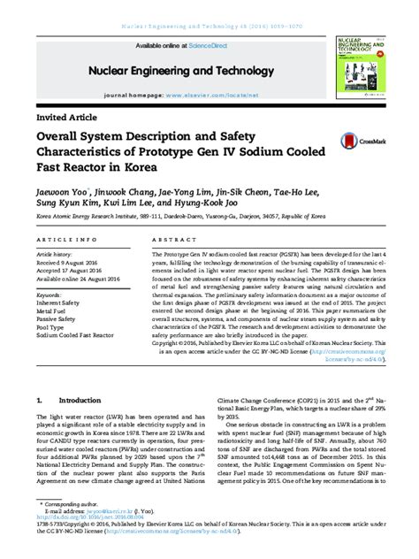 Pdf Overall System Description And Safety Characteristics Of Prototype Gen Iv Sodium Cooled