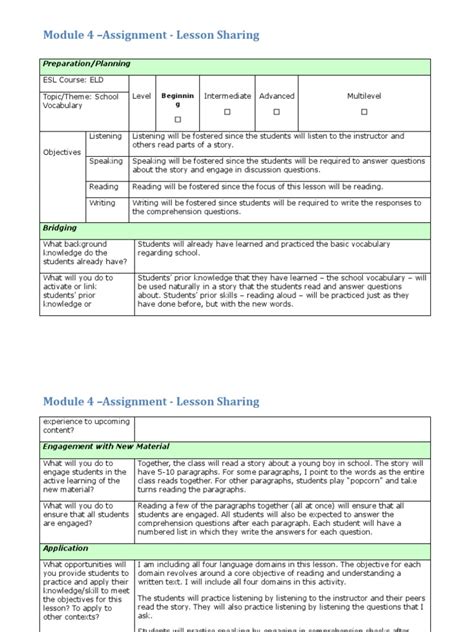 Module 4 Assignment Lesson Sharing Preparationplanning Pdf