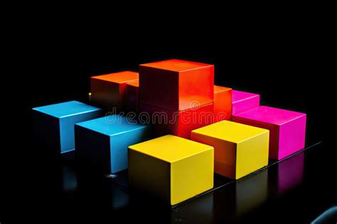 Bold Color Blocks On A Black Background For High Contrast Stock