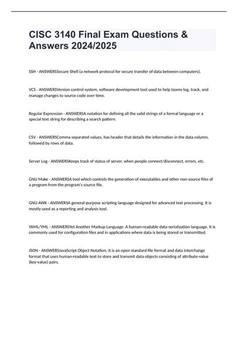 CISC 3140 Final Exam Questions Answers 2024 2025 CISC 3140 Stuvia US