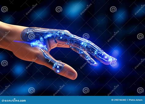 Human Hand Touching Artificial Intelligence Hand Generative Ai Stock