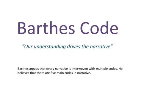 Barthes Code Ppt