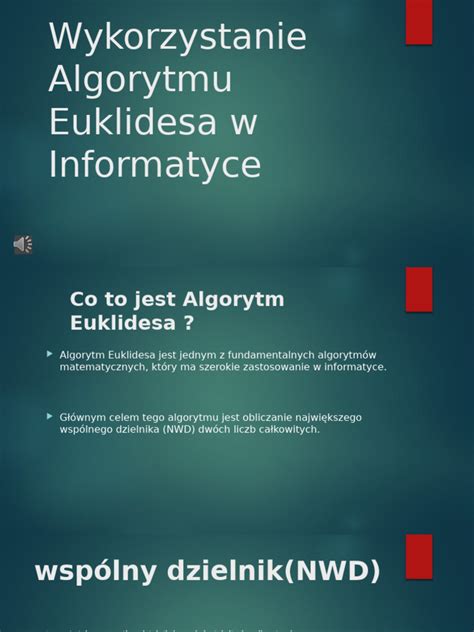 Wykorzystanie Algorytmu Euklidesa W Informatyce Pdf