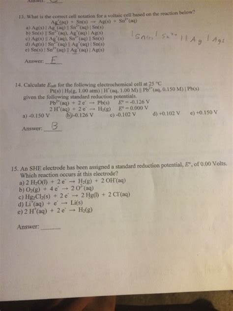 Solved What Is The Correct Cell Notation For A Voltaic Cell