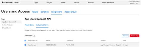 app store connect api key guide create manage and revoking