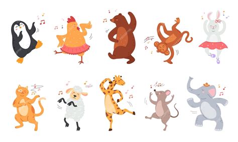 Premium Vector Cartoon Dancing Animals Zoo Characters In Birthday