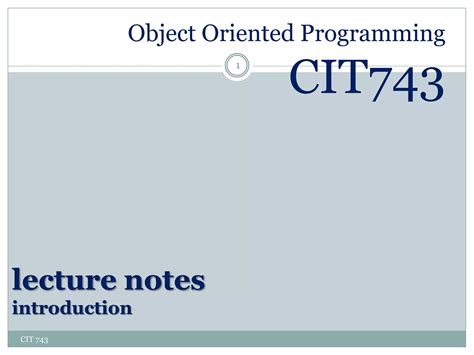 Ch1 Oop Introduction Classes And Objects Ppt