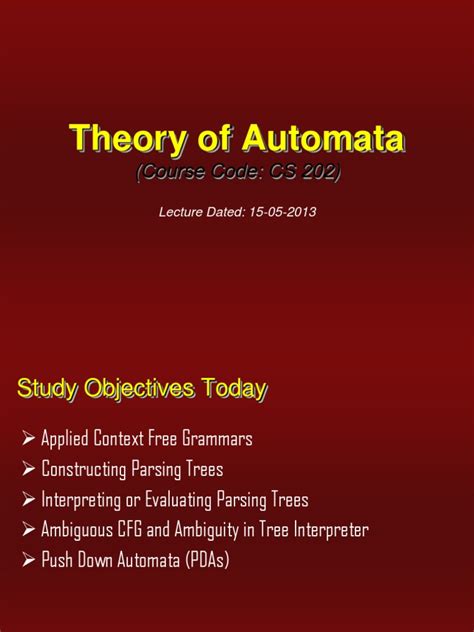 Automata Theory 15 05 2013 Pdf Parsing Grammar
