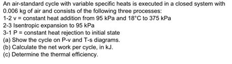 solved an air standard cycle with variable specific heats is