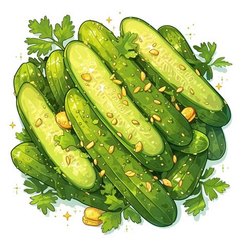 Premium Vector Fresh Cucumber Salad Cool Cartoon Style