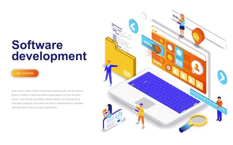 Premium Vector Software Development Modern Flat Design Isometric Concept