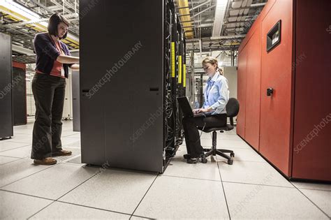 Women Computer Technicians Working Stock Image F021 8766 Science
