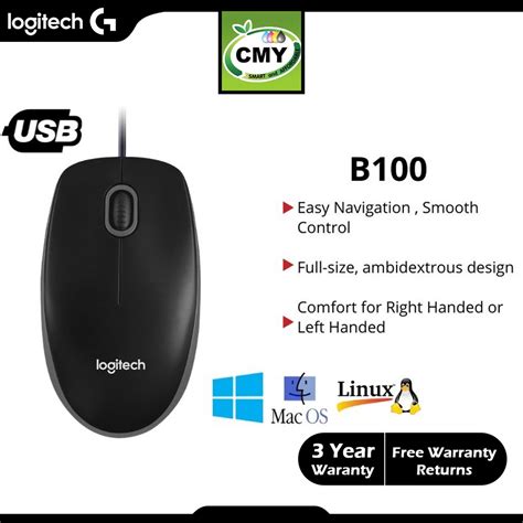 Logitech Optical Usb Wired Mouse B Dpi Tetikus Komputer As B M R K Mk Mk