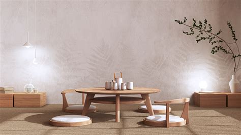 흰색과 베이지 색 톤의 미니멀리스트 다도 룸 일본 스타일 테이블과 의자 다다미 매트 명상 선 공간 재팬 디 인테리어 디자인 가구에 대한 스톡 사진 및 기타 이미지 Istock