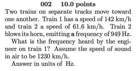 solved 00210 0 points two trains on separate tracks move