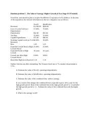 Handout Problem Docx Handout Problem The Value Of Synergy Higher Growth A Two Stage