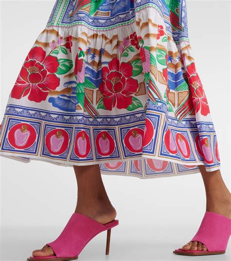 멀티컬러 플로럴 코튼 미디 드레스 Farm Rio Mytheresa