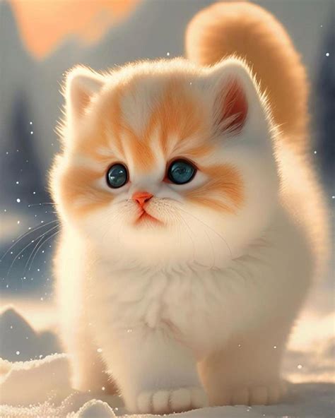 Cute Cat Cute Kitty Gatti Painting Foto