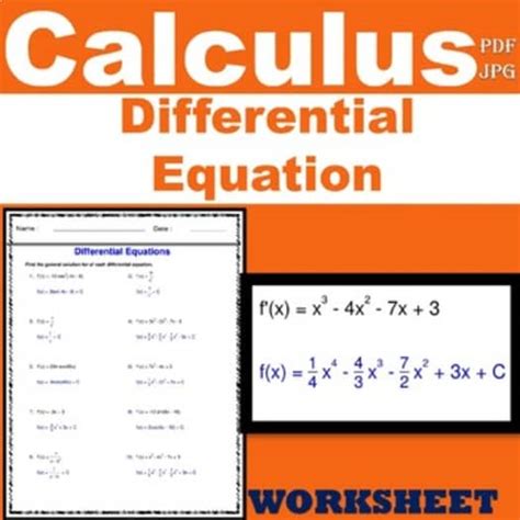 Calculus Worksheets – Separable Equations, Slope Fields & Differential ...
