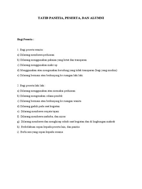 Tatib Makrab Peserta Alumni Panitia Pdf