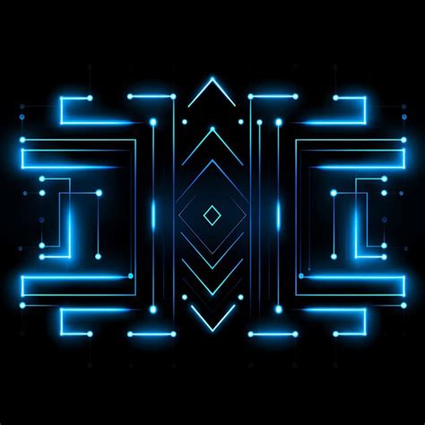 Premium Photo Geometric Borderline Design Neon Lines Style Circuit Board D Y2k Shapes Neon