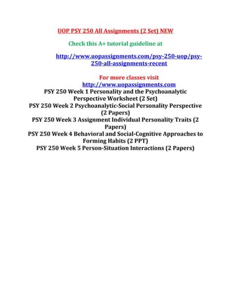 uop psy 250 all assignments doc education