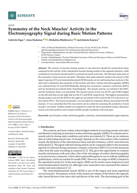 Pdf Symmetry Of The Neck Muscles Activity In The Electromyography
