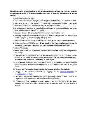 Fillable Online List Of Documents Original And Three Sets Of Self Attested Photocopies And