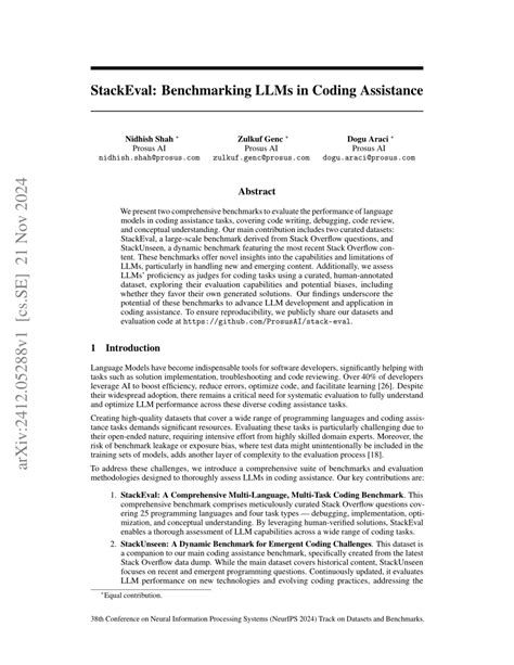 pdf stackeval benchmarking llms in coding assistance
