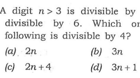 Csat 2020 Solved Paper A Digit N Greater Than 3 Is Divisible By 3 But