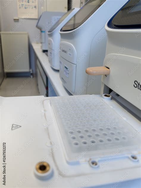 Sideview Of A Real Time Pcr Instrument In An Analytical Laboratory The Instrument Is Open And A