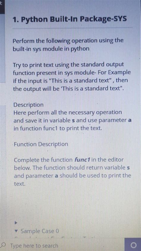 Solved Python Built In Package Sys Perform The Following Chegg Com