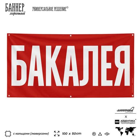 Рекламная вывеска баннер БАКАЛЕЯ, 100х50 см, с люверсами, для магазина ...