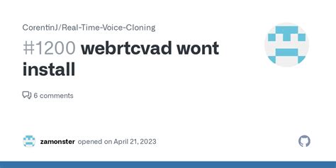 Webrtcvad Wont Install Issue CorentinJ Real Time Voice Cloning GitHub