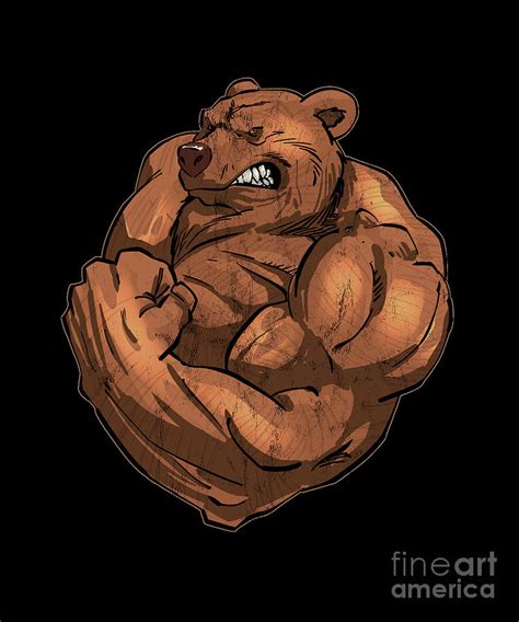 strong bear with muscles gym drawing by noirty designs pixels