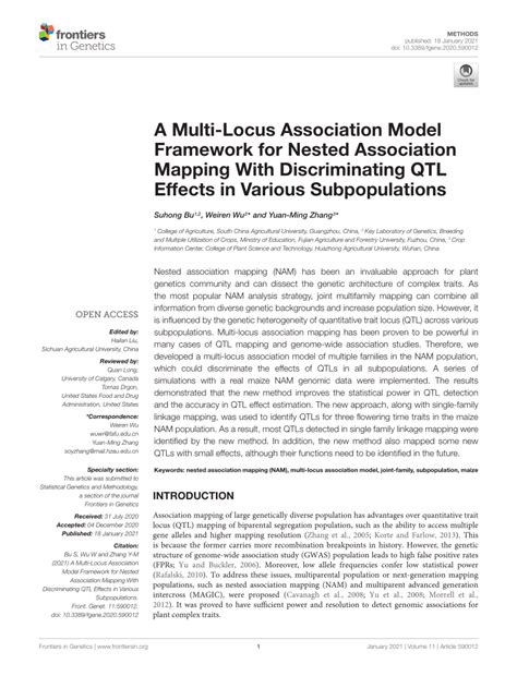 Pdf A Multi Locus Association Model Framework For Nested Association