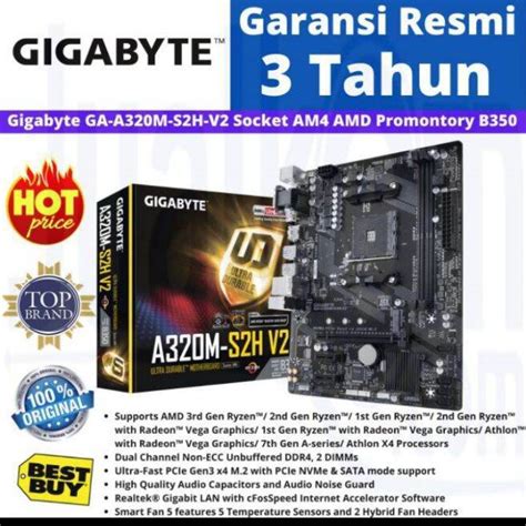 gigabyte A320M S2H V2 SOCKET AM4 AMD B350 DDR4 RESMI | Lazada Indonesia