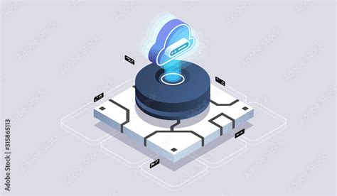 Modern Cloud Technology And Networking Concept Cloud Database Futuristic Server Energy Station