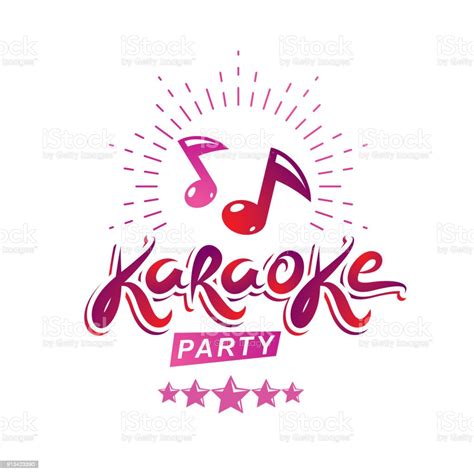 가라오케 파티 벡터 음표 및 나이트 클럽 파티 초대 포스터에 대 한 스타 레저와 휴식 라이프 스타일 상징 구성 쓰기 개념에 대한 스톡 벡터 아트 및 기타 이미지 Istock