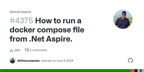 How To Run A Docker Compose File From Net Aspire · Dotnet Aspire