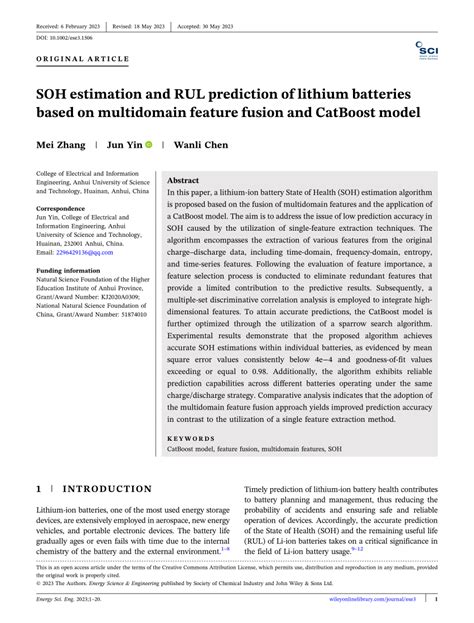 Pdf Soh Estimation And Rul Prediction Of Lithium Batteries Based On