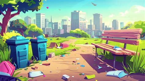 Un Parque Urbano Lleno De Contenedores De Basura Y Contenedores Para