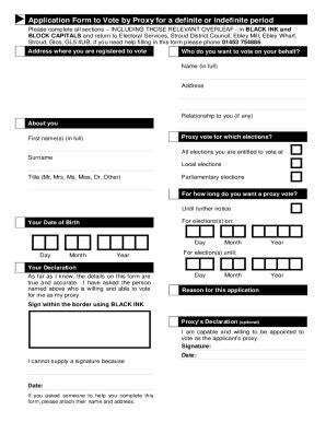 Fillable Online Only One Person Can Apply To Vote By Proxy Using This Form Fax Email Print